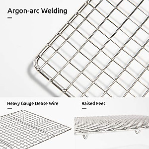 U-Taste 18/8 Stainless Steel Cooling Rack 16.3 x 11.3 inches, Baking Cooking Roasting Grilling Rack with Welding Enhancement, 6 Legs, 3 Cross Bars for Cookies, Bread, Cakes, Oven Cooking (Large)