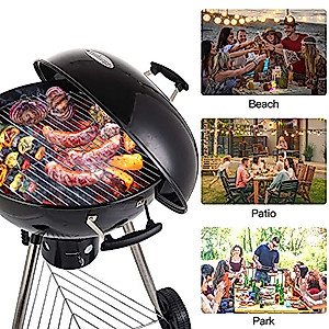 CUSIMAX Charcoal Grill Portable BBQ Grill Kettle 22.5 inch, Outdoor Grills & Smokers for Patio Backyard Barbecue Camping, Black