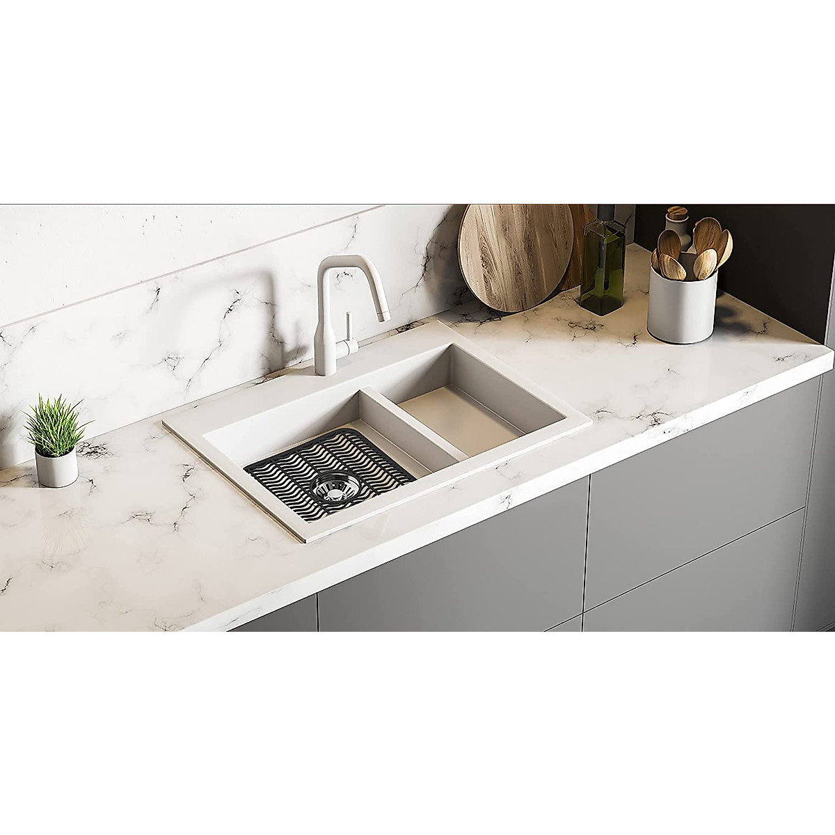 DecorRack 2 Black Sink Protectors for Kitchen Sink, 12" x 11" Dish Rack, Protect Sink from Stains, Damage, Scratches, Dishwasher Safe Sink Grid, Sink Mat, for Kitchen (2 Pack, Black)