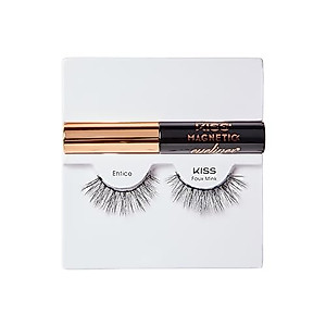 KISS Magnetic Eyeliner False Eyelashes, Entice', 12 mm, Includes 1 Pair Of Magnetic Lashes, Magnetic Lash Eyeliner, Contact Lens Friendly, Easy to Apply, Reusable Strip Lashes