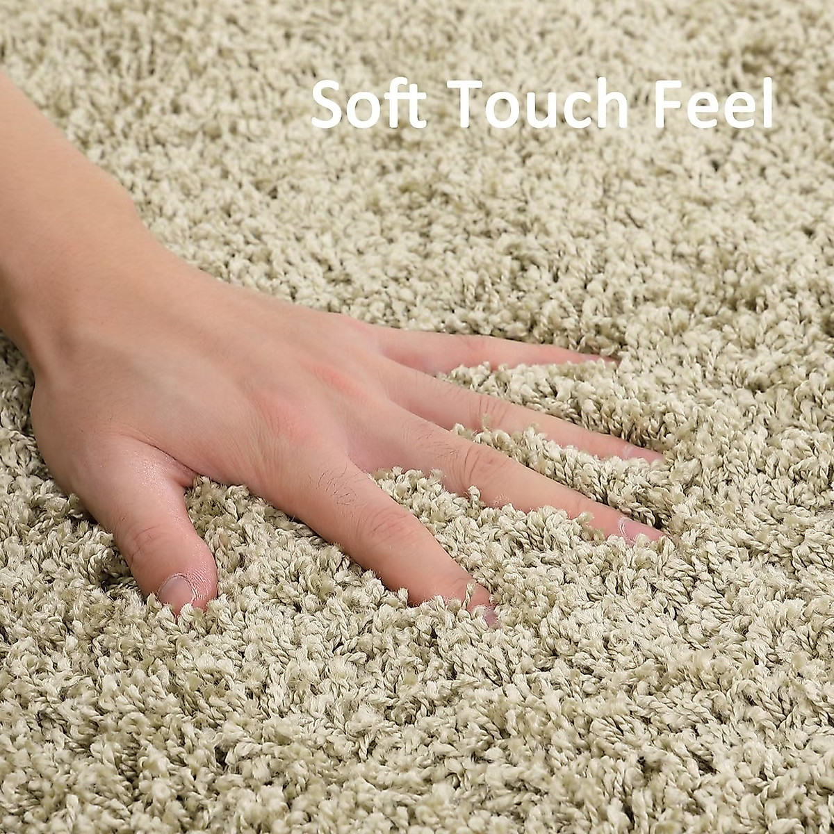 COZYLOOM Large Shag Area Rug 9x12 Luxury Soft Shaggy Rug, Plush Fluffy Indoor Floor Carpet Cozy Solid Modern Rug Anti-skid Bedroom Floor Cover Living Room Nursery Throw Carpet Natural Color