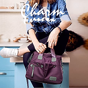 YOUNXSL Crossbody Bag for Women Waterproof Handbag Multi-Pocket Nylon Travel Shoulder Purse Purple