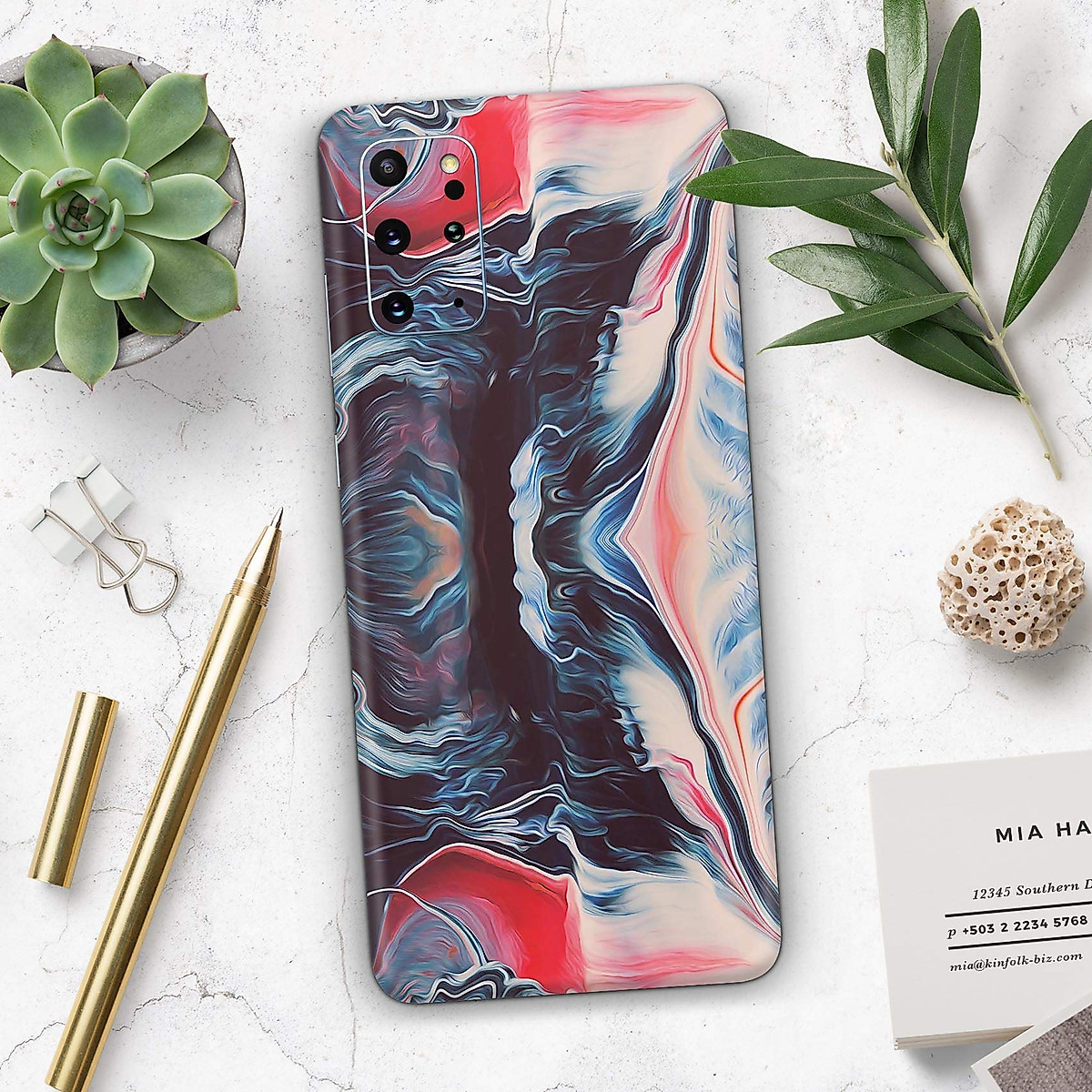 DesignSkinz Liquid Abstract Paint Remix V23 Protective Vinyl Decal Wrap Skin Cover Compatible with The Samsung Galaxy S20 (Screen Trim & Back Glass Skin)