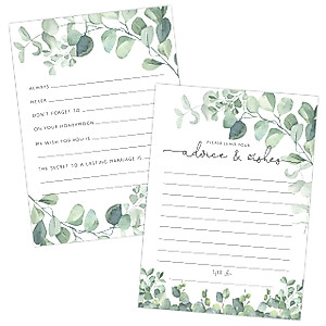 Your Main Event Prints Eucalyptus Advice and Wishes Cards for Bridal Showers, Weddings, and the Bride and Groom - Pack of 50 5"x7" Cards