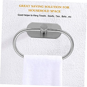 DOITOOL Towel Ring Hand Towel Adhesive Shelf Hook Vintage Towel Hanger Rod Sink Mount Dish Dryer Stand Black Hanger Bathroom Towel Hanger Towel Holder Single Shot Counter Stainless Steel
