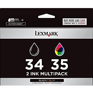 Lexmark 18C0535 34 35 P4330 P4350 6250 6350 P915 X2500 X5075 X7300 Z1300 Ink cartridge Combo Pack (Black & Color, 2-Pack) in Retail Packaging