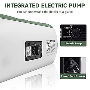 Zearna Twin Air Mattress with Built in Pump 13 Inch Inflatable Mattress for Tent Camping, Home Guest Bed - Adjustable Blow Up Mattress - Easy to Inflate (Twin Size) 75L x 39W x 13T
