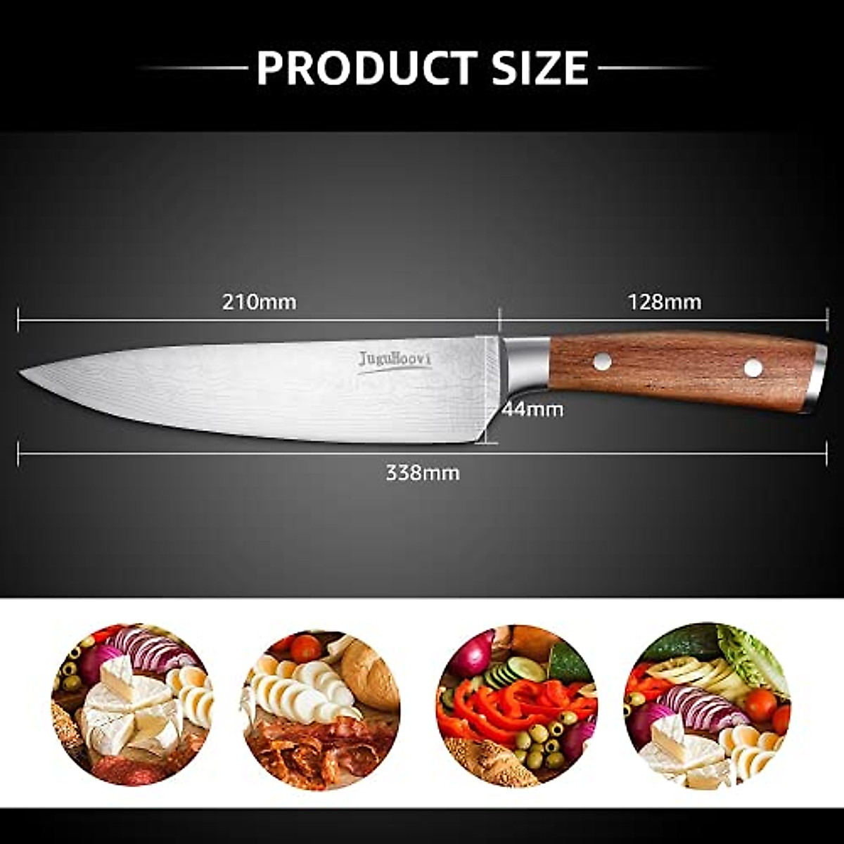 Chef Knief, kitchen knife 8 Inch Professional Durable Paring knife Ultra Sharp Chefs knife Premium Stainless Steel Utility Chopping Cooking knife with Whetstone