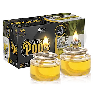 Ner Mitzvah Extra Virgin Olive Oil Shabbat Candles - 4 Hour Olive Oil Candles - 24 Pack Pre-Filled Shabbos Candles with Quick Light Technique