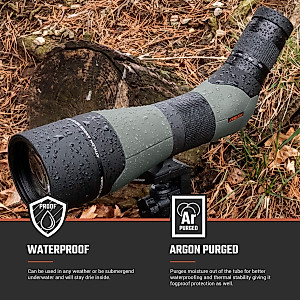 Athlon Optics Argos HD 20-60x85 Spotting Scope - 45 Degree, Green/Black