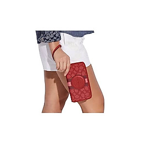 COACH Dempsey Large Phone Wallet In Signature Jacquard With Stripe Patch (IM/Red Apple Multi)