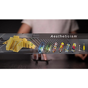 Aestheticism Finger Skateboards Kit 11 PCS, Finger Boards for Kids, Fingerboard Ramps Toys Set with Skateboards, Ramps, LED Skateboard, Screwdriver - Bigger Skateboard Ramp for Finger Board Training