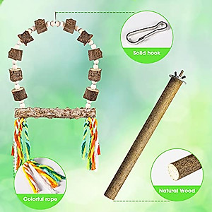 PRAZONVEE Bird Swing 7.8", Bird Perch Stand, Natural Wood Cage Accessories, Hanging Swing Bird Toys Suitable for Parrotlets Budgies Cockatiels Parakeets Lovebirds