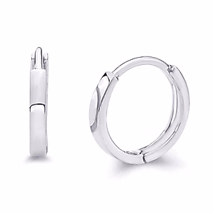 14k REAL White Gold 2mm Thickness Huggie Earrings (11 x 11 mm)