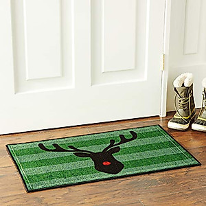 Brumlow Mills Rudolph the Red-Nosed Reindeer Christmas and Holiday Area Rug for Kitchen, Entryway Rug, Door Mat, Bedroom Carpet or Home Décor, 1'8" x 2'10, Green