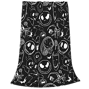 Hopynu Scary Christmas Throw Blanket Couch Bed Sofa Soft Lightweight Warm Cozy Flannel Fleece Bed Blanket Microfiber Furry Fluffy Beds Decoration, 50''x40''