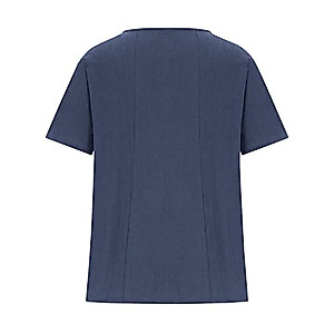 Ladies Flower Printing Tee Shirts 2023 Summer Short Sleeves Tops T-Shirt Crew Neck Loose Fit Blouses Tshirt Work Top G2-Navy 3X-Large