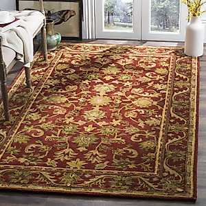 SAFAVIEH Antiquity Collection 5' x 8' Red / Red AT52E Handmade Traditional Oriental Premium Wool Area Rug