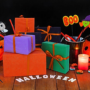 100 Sheets Halloween Sparkle Tissue Paper Bulk, Black Purple Orange Green Wrapping Paper with Glitter for Halloween DIY Crafts Halloween Party Decorations and Gift Wrapping, 14 x 20''