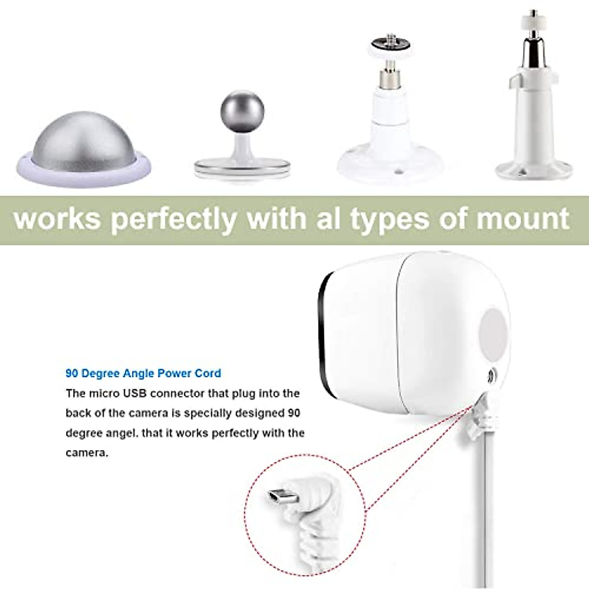 Charging Cable for Arlo Pro and Arlo Pro 2, JESSY Charger and Power Cord Compatible with Arlo Pro/Pro 2/Go/Security Light, 10ft/3m Weatherproof Outdoor Cable with Quick Charge 3.0 Power Adapter