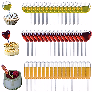 Yopay 300 Pieces Cupcake Pipettes Squeeze Dropper, 4ml Disposable Liquid Strawberry Transfer Injectors Pipettes Infusers for Chocolate, Moveland Cupcakes, (Heart Shape, Round, Rectangular), Clear