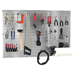 Wall Control 30BAS300GVB 4-Feet Metal Pegboard Basic Tool Organizer Kit with Galvanized Toolboard and Black Accessories, Metallic