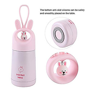 Emoshayoga Cute Cartoon Vacuum Flask Stainless Steel Insulation Vacuum Bottle BPA-Free Portable Water Bottle with Pendant for Students(Pink Rabbit)