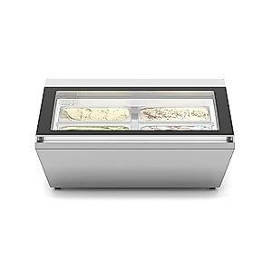 KoolMore KM-CGD-8HP 31 in. Countertop Ice Cream Display case with 4 Pans and Glass Sneeze Guard in Stainless-Steel