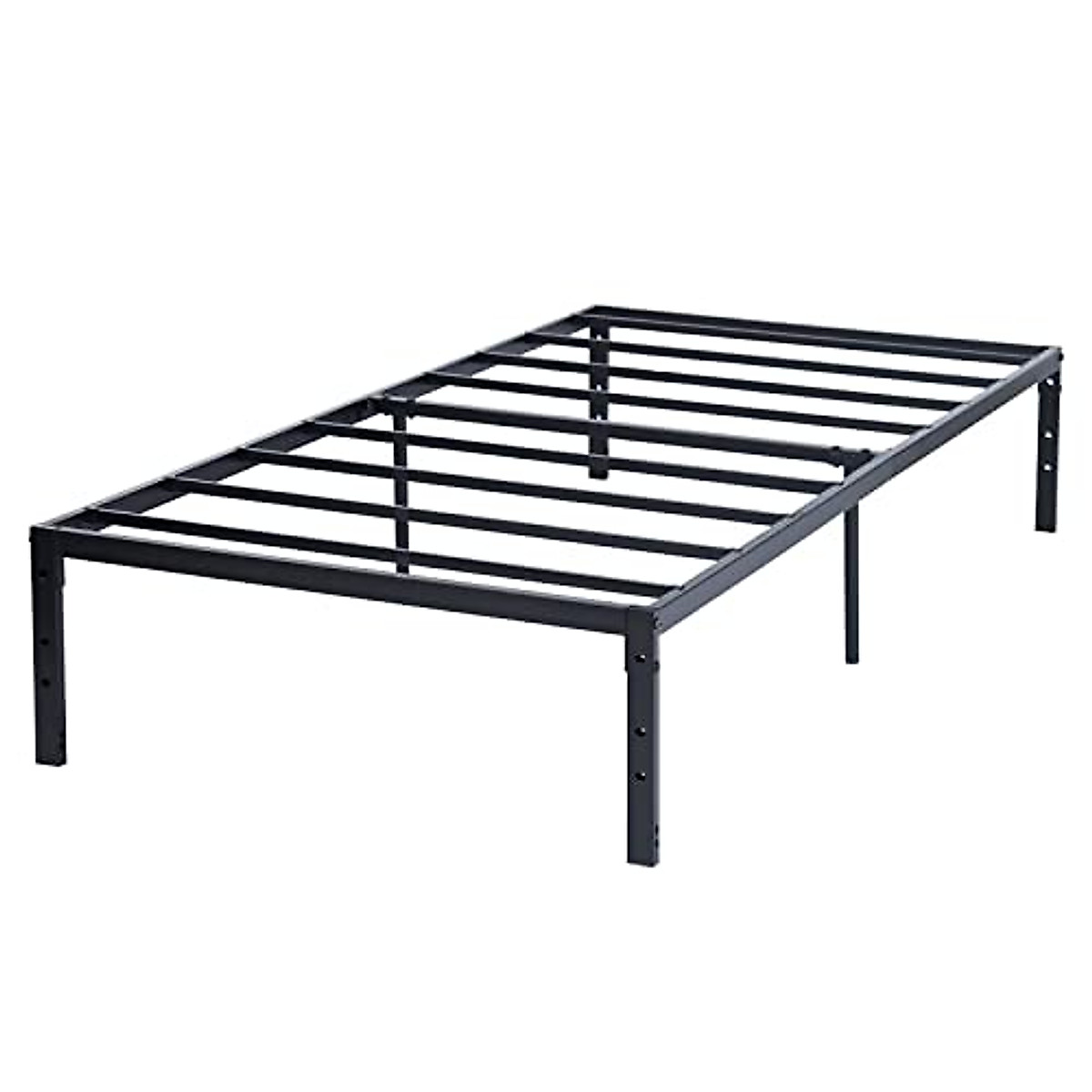 Epinki Metal Bed Frame Twin Size Single Platform Mattress Base, Metal Tube Twin Size, Black No Box Spring Needed