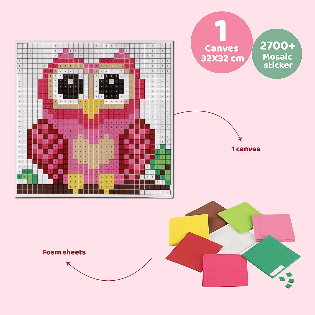 STICK 'N' STACK Mosaic Arts and Crafts for Kids and Adults with 3D Foam Stickers, Owl Design, Mess-Free Kids Craft Kit for Striking 3D Art, Makes Unique Owl Gifts for Girls and Boys Ages 10+