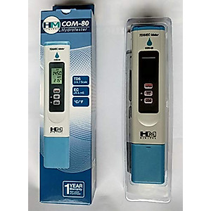 HM Digital COM-80 Electrical Conductivity (EC) and Total Dissolved Solids Hydro Tester, 0-5000 ppm TDS Range, 1 ppm Resolution, 2% Readout Accuracy