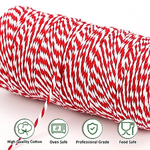 Tenn Well Butchers Twine, 328 Feet 2mm Food Safe Cooking Twine, Red and White Kitchen Twine for Roasting, Baking, Trussing Turkey, Tying Meat and More