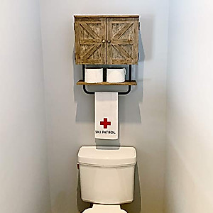 EXCELLO GLOBAL PRODUCTS 17x21'' Barndoor Bathroom Wall Cabinet, Space Saver Storage Cabinet Kitchen Medicine Cabinet with Adjustable Shelf and Towel Bar, Brown