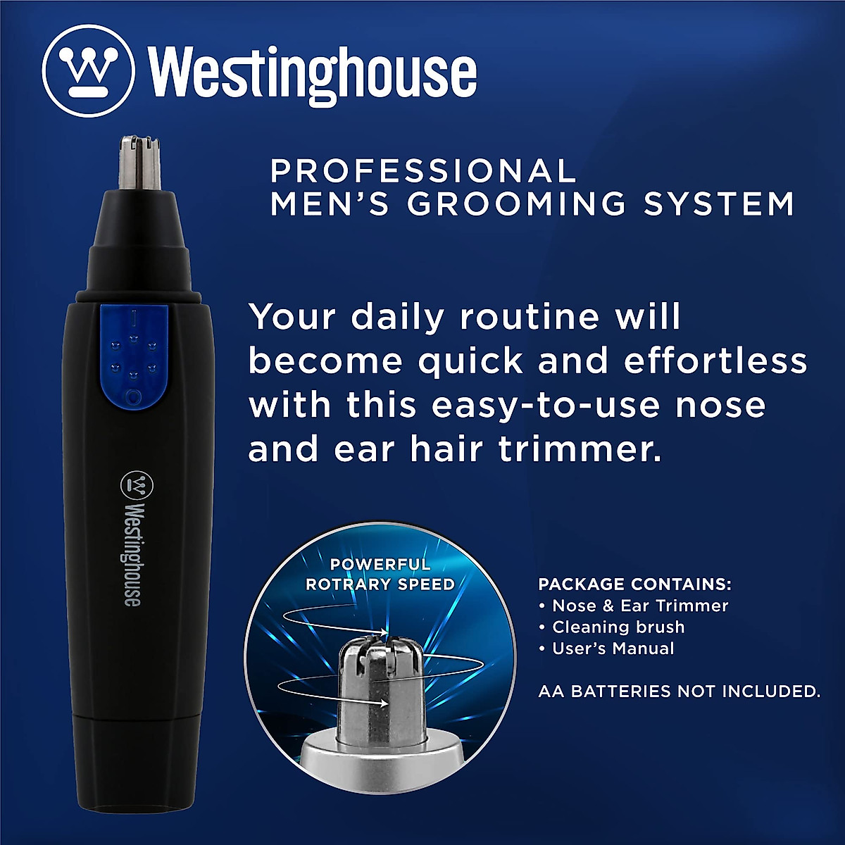 Westinghouse Nose Hair Trimmer for Men Precision Nose Trimmer for Men Professional Men's Nose and Ear Trimmer Stainless Steel Blades Lightweight and Travel Ready