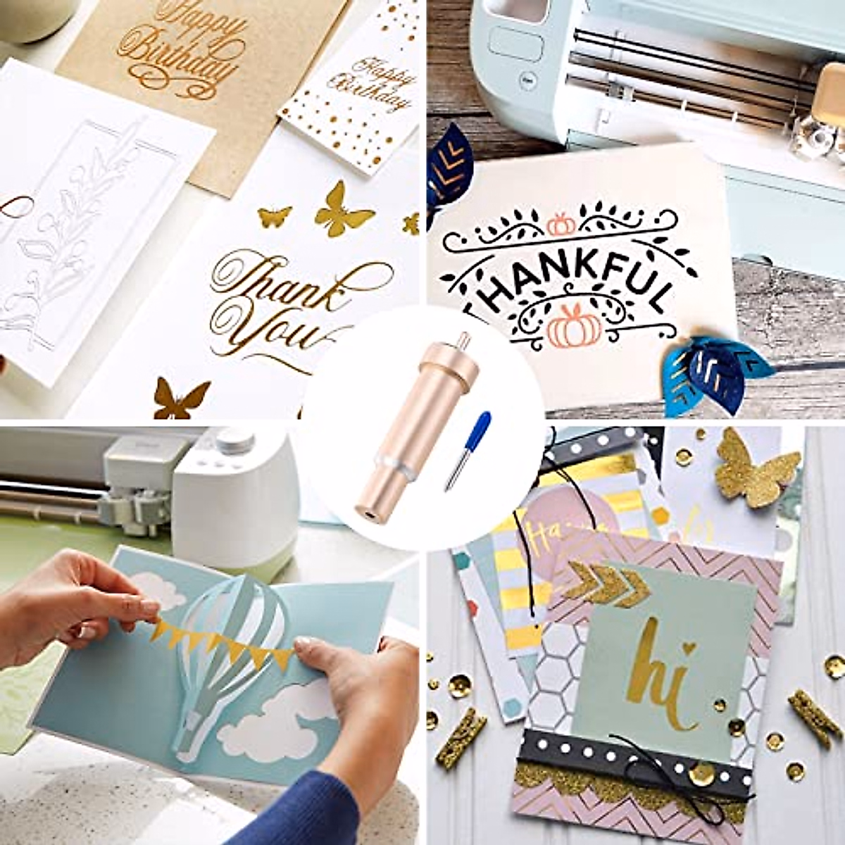 Premium Fine Point Blade for Cricut, Fabric Bonded Blade and Housing, Cutting Blades Replacement for Maker 3/Maker/Explore 3/Explore Air 2/Air/One, Explore Maker - Gold