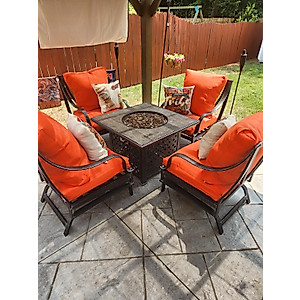 FLYMEI Patio Cushion Covers 24x22x4 Waterproof Outdoor Cushion Cover Replacement 4Packs Outdoor Seat Cushion Slipcover for Outdoor Rattan Chair Sofa, Orange, Halloween Decor