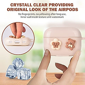 Cute Kawaii Airpod Pro 2nd Generation Case Cover 2022 Compatible with Aesthetic Airpods Pro 2 Case Bear for Girl and Women (Brown)