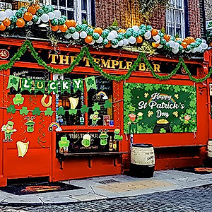 St Patricks Day Decorations, St Patricks Day Banner Decor, Large Saint Patricks Day Shamrock Photography Backdrop, 16.4FT St Patricks Day Garland, Hanging Swirls Irish Ornament for Garden Party Patio