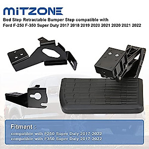 MITZONE Bed Step Retractable Bumper Step Compatible with Ford F-250 F-350 Super Duty 2017 2018 2019 2020 2021 2020 2021 2022