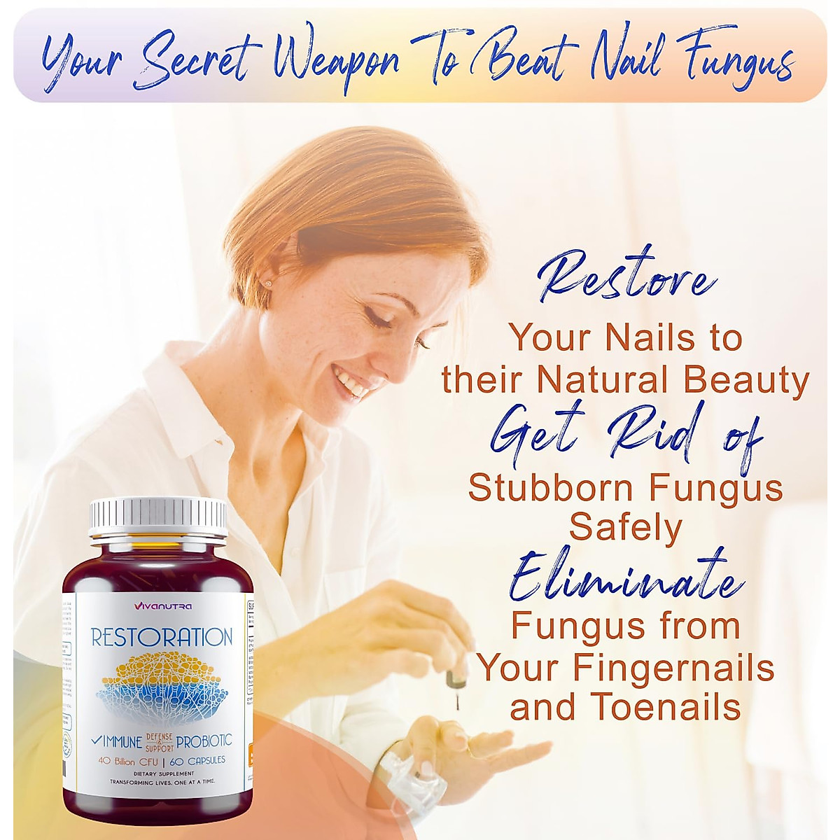 Restoration Toenail Fungus Treatment Probiotic Pills - Nail Fungus Treatment For Toenail, fungus Fungi Foot Repair Extra strength, Intensive Toe Nail renewal feet Fungus Supplement - Month Supply 60ct