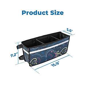 ISSYAUTO Walker Basket, Strap Mount Walker Cup Drink Holder with Two Split Board, Foldable Walker Storage Bag, Best Present for Family and Friends - Navy (Not Fit Rollator Walkers)