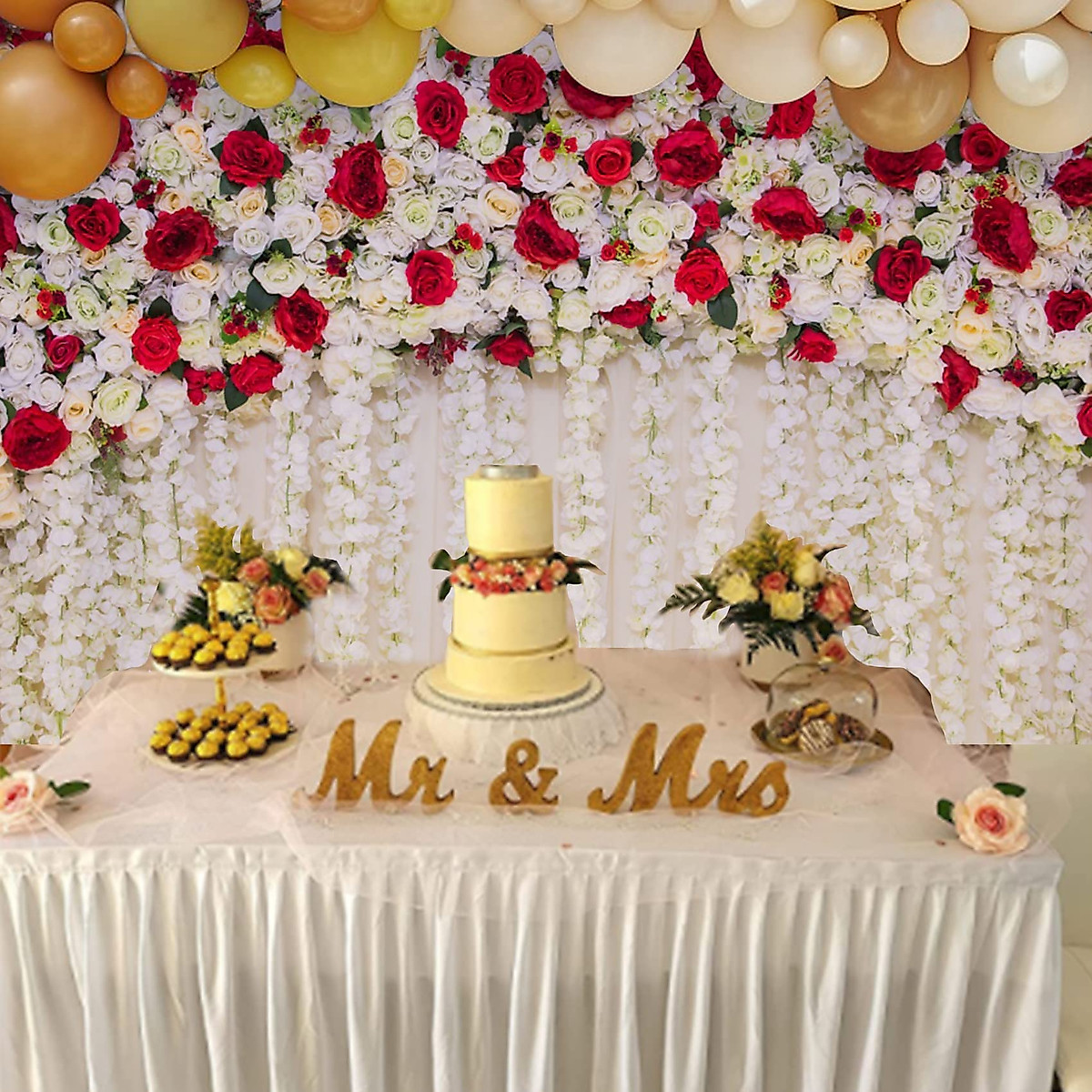 CSFOTO 10x8ft Wedding Backdrops for Reception Floral Backdrop for Wedding Shower Engagement Backdrop Flower Wall Backdrop Bridal Shower Background for Cradle Ceremony Backdrop for Proposal