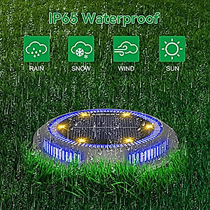AsperX Solar Ground Lights 8 Pack, IP65 Waterproof LED In-Ground Lights, Solar Outdoor Patio Lights, Disk Landscape Lights for Pathway, Yard, Garden, Deck, Driveway Lawn, (Warm White+Blue)