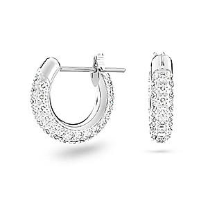 Swarovski Dextera Mini Hoop Women's Earrings, Clear Swarovski Crystals on a Rhodium Finished Setting with Lever Back Closure