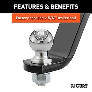 CURT 45065 Lifted Truck Trailer Hitch Mount with 2-5/16-Inch Ball & Pin, Fits 2-Inch Receiver, 7,500 lbs, 6-Inch Drop, GLOSS BLACK POWDER COAT