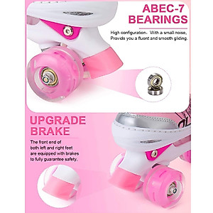 Sowume Adjustable Kids Roller Skates for Girls and Women, All 8 Wheels of Girl's Skates Shine, Safe and Fun Illuminating for Beginner