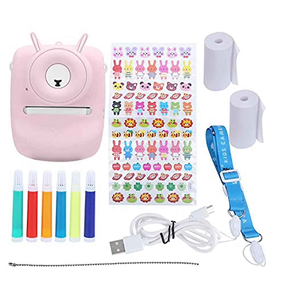 Kids Digital Selfie Camera P01B Print 2.4inch IPS Display Video Recorder Dual Lens 1800W Camera for Kids Kids Camera (Pink)