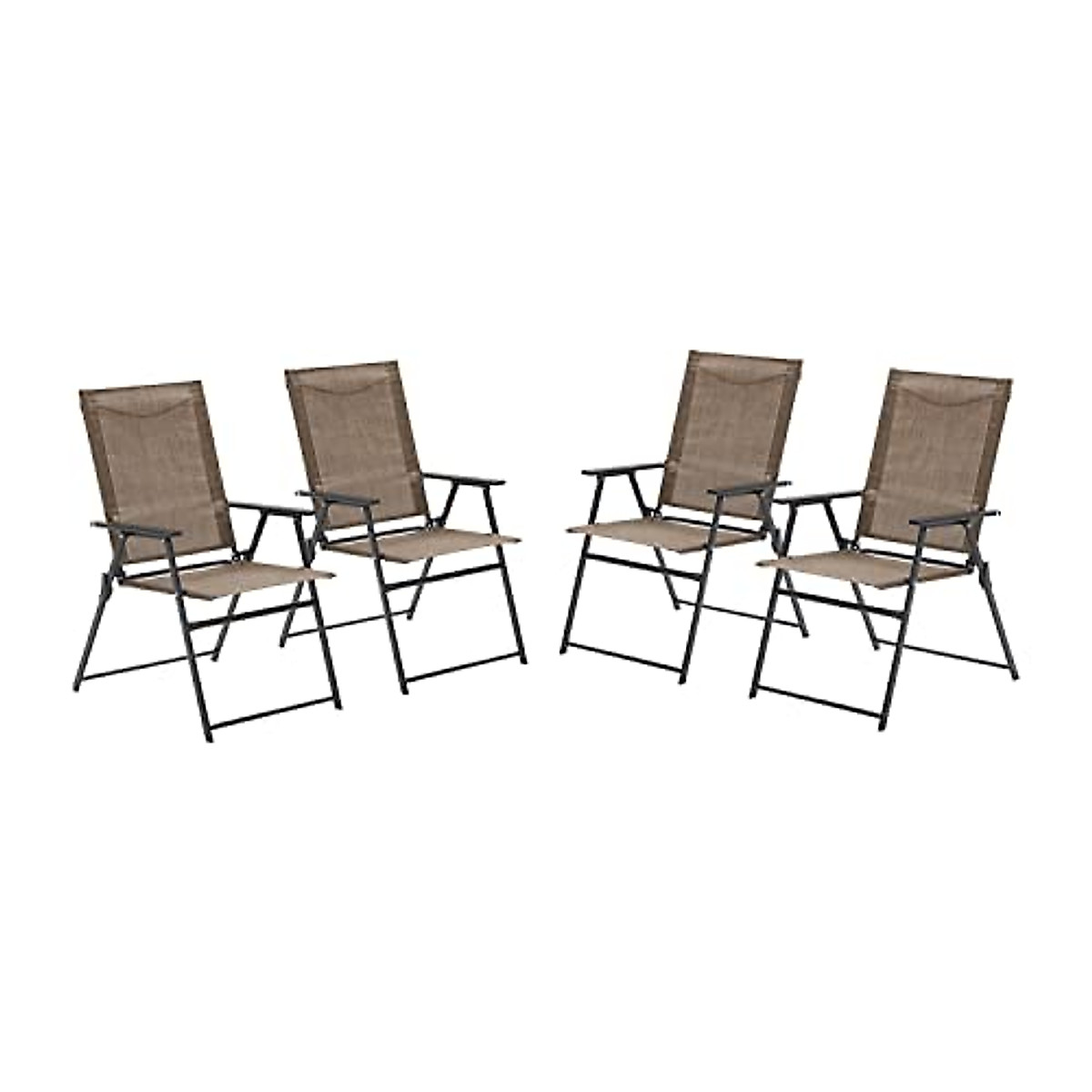VICLLAX 4 Pieces Patio Folding Chairs, Outdoor Portable Dining Chairs for Lawn Garden and Porch, Brown(Edge-Binding)