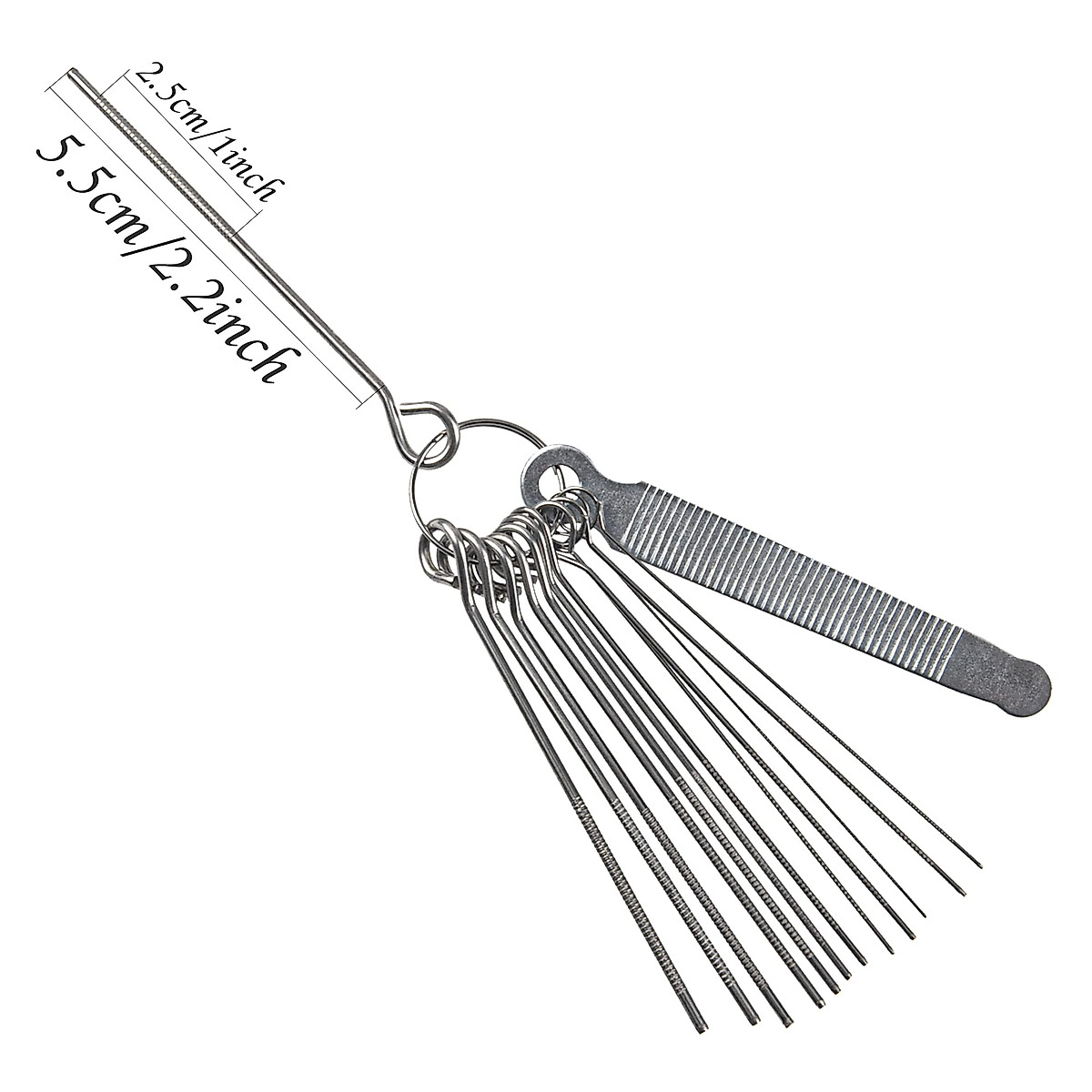 1Set Yootones Guitar Bridge Saddle Nut File Set, 13 Different Size Stainless Steel Files with Grinding Stone Compatible with Electric Acoustic Guitar Ukulele Bass Guitar Banjo