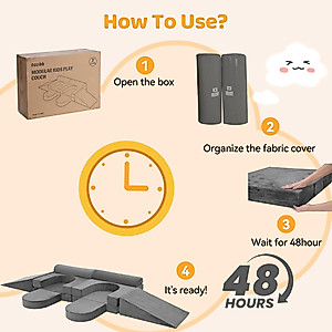 CoziBB 10pcs Modular Kids Play Couch, Convertible Nugget Couch for Toddlers & Children with Climbing Slope, Floor Sectional Sofa for Playroom Bedroom Nursery